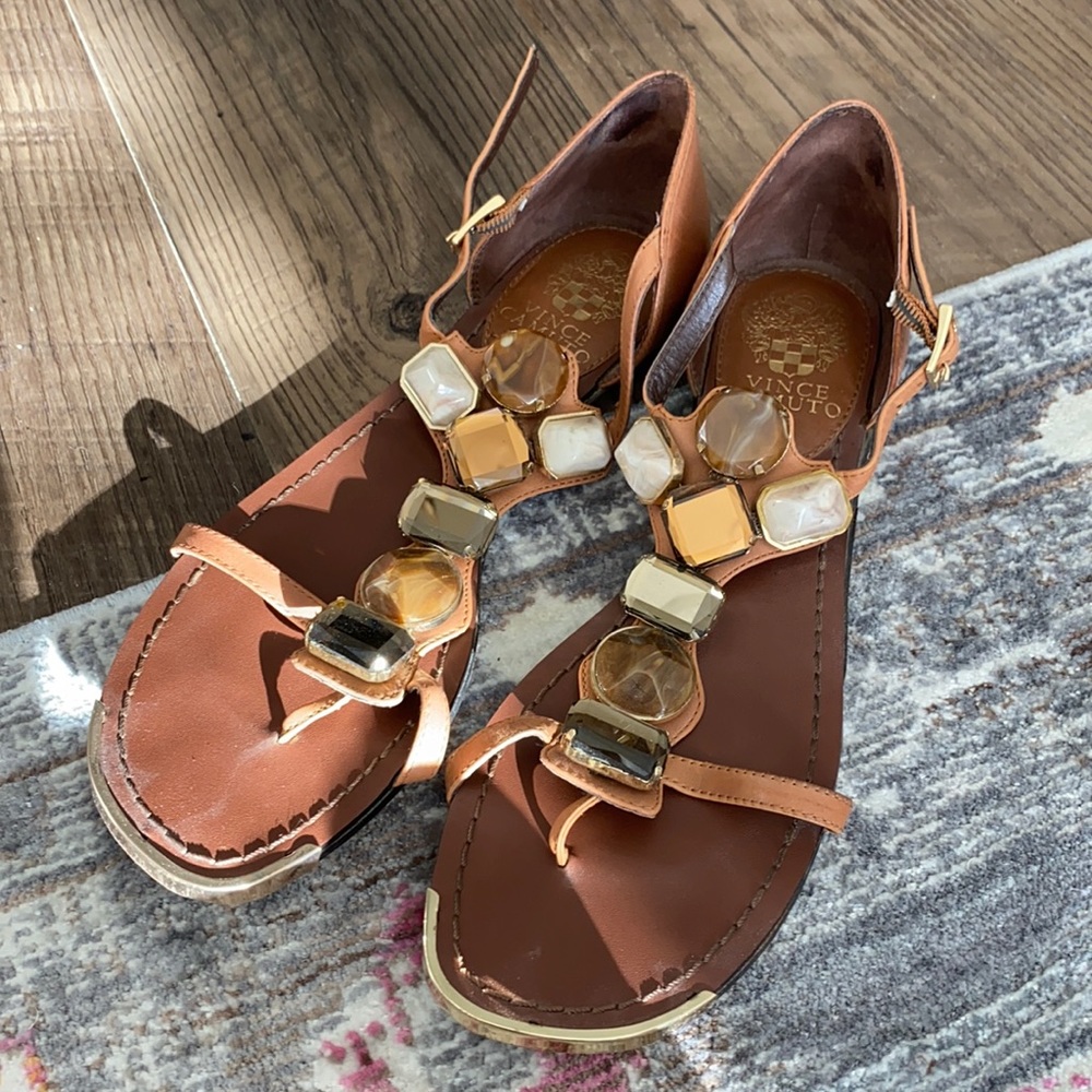 Vince Camuto Brown Jeweled Sandals - Gem